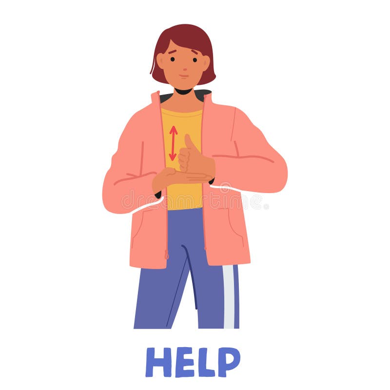 Woman Communicating the Word Help in Sign Language. Female Character is ...