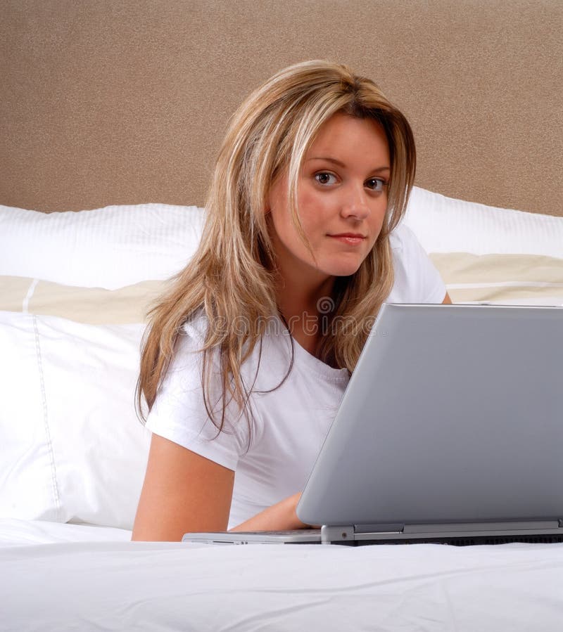 Woman and Computer stock image. Image of dating, female - 2384503