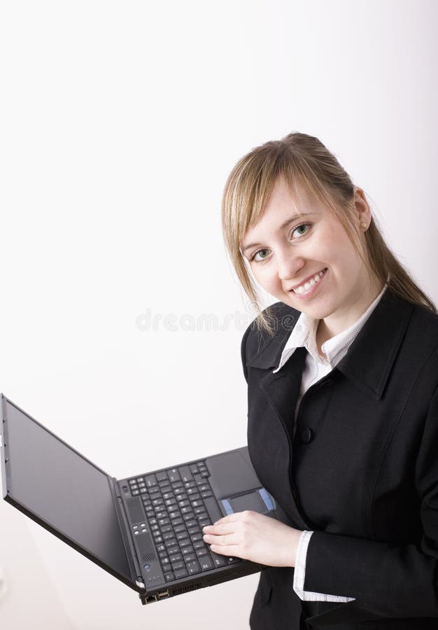 Woman with computer stock photo. Image of female, beautiful - 4603052