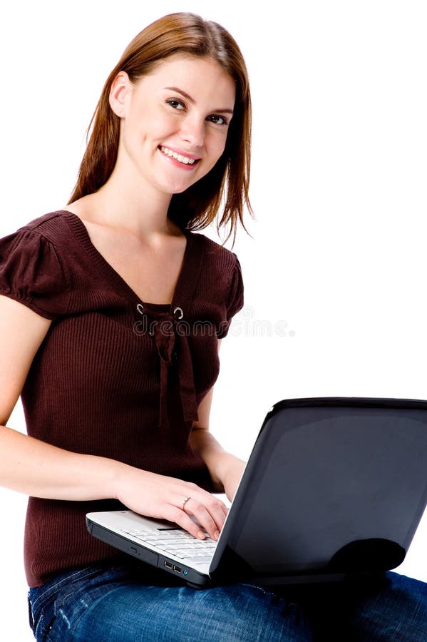 Woman at Computer stock photo. Image of woman, looking - 9915402