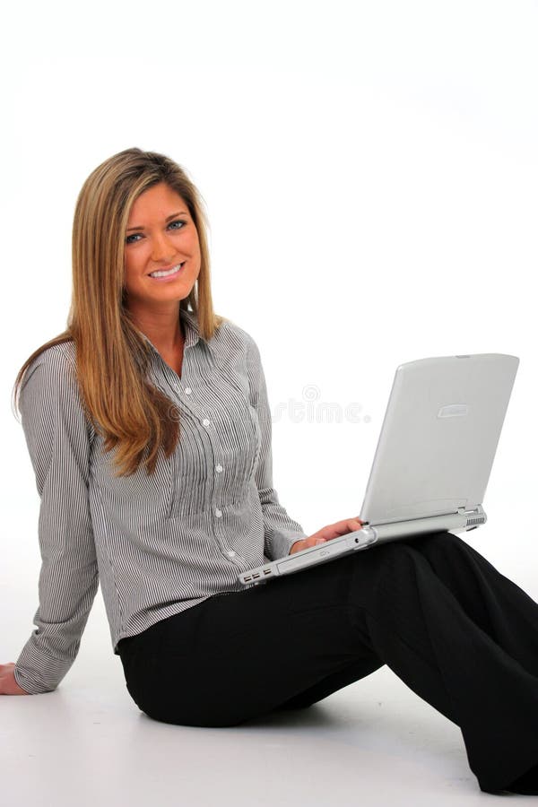 Woman on Computer stock image. Image of happy, cute, person - 6403327