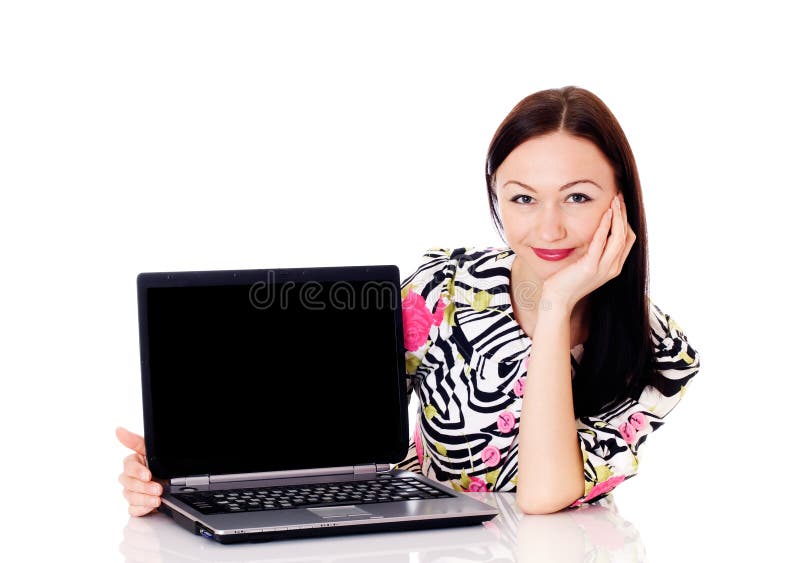 Woman with a computer. stock image. Image of female, attractive - 31979059