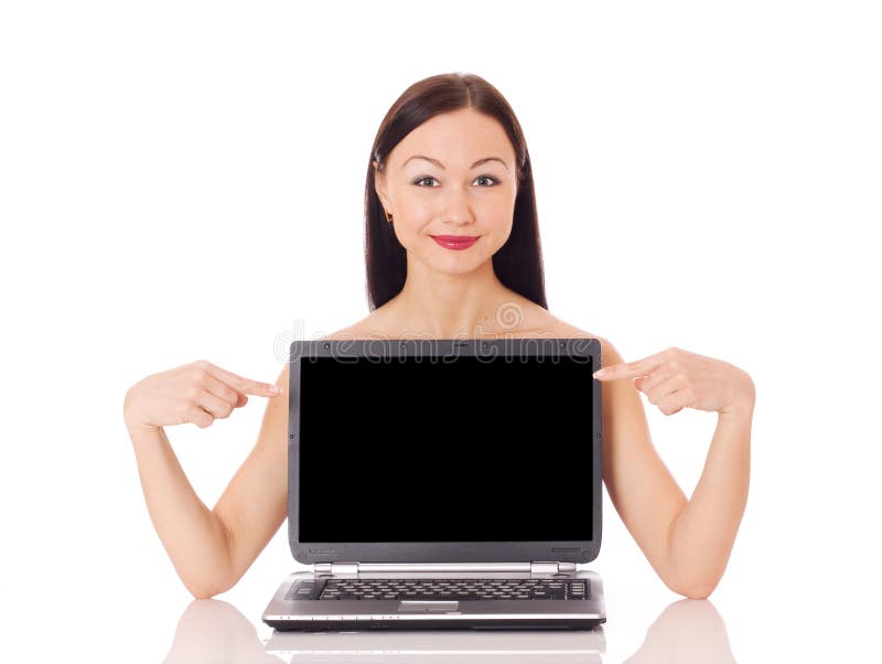 Woman with a computer stock image. Image of people, beautiful - 31978839