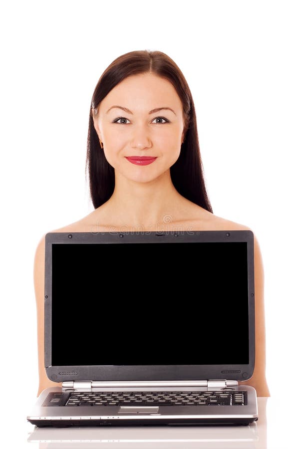 Woman with a computer stock image. Image of female, desk - 31978843