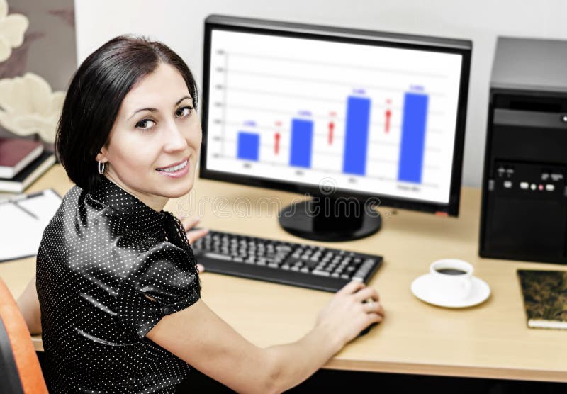 Woman with computer stock image. Image of happy, browsing - 35431879