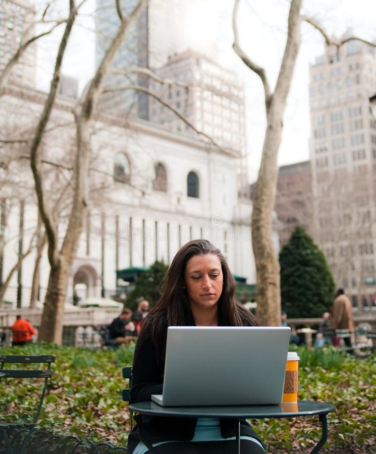 Computer in the Park stock image. Image of plants, stockings - 118189