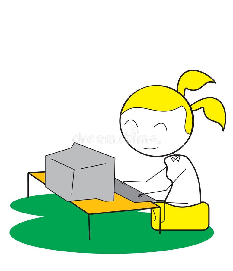 Woman Computer stock illustration. Illustration of customer - 32418565