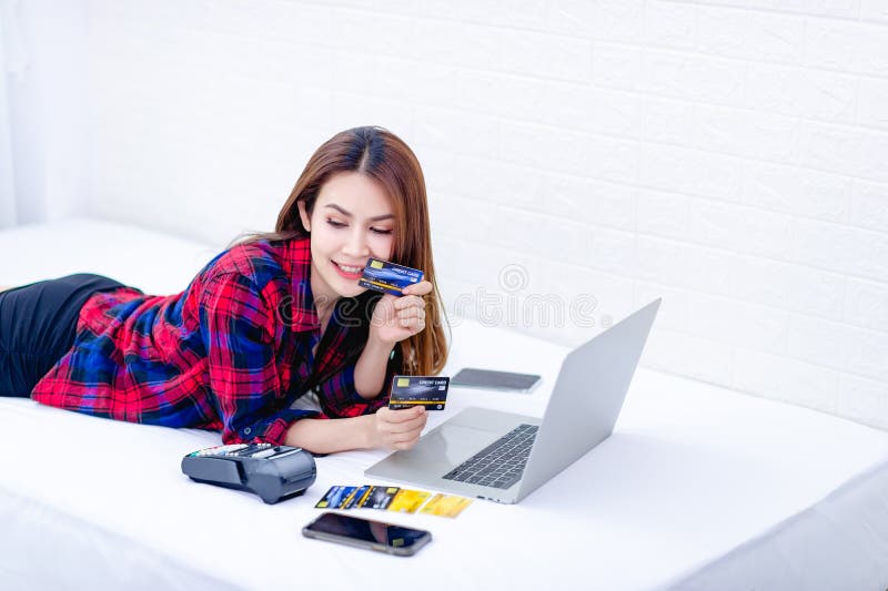 Woman and the Computer in the White Room Happy Work the Concept of ...
