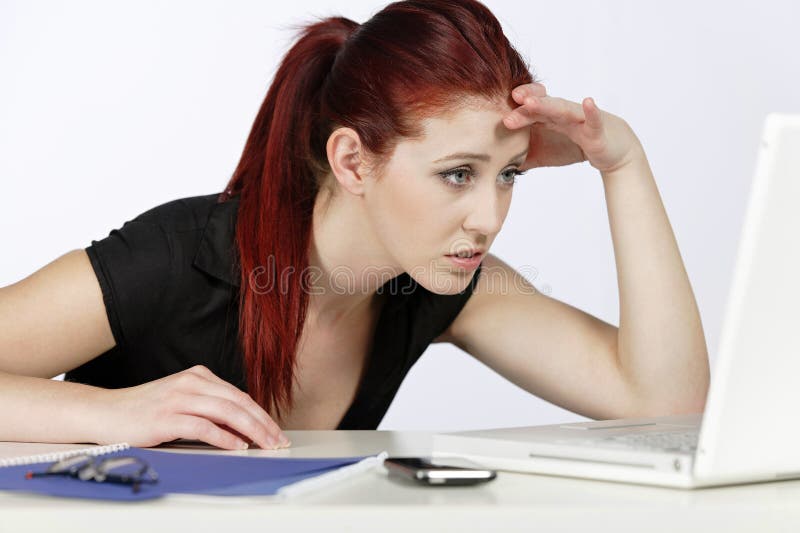 Woman concerned at work stock image. Image of work, adult - 25673601