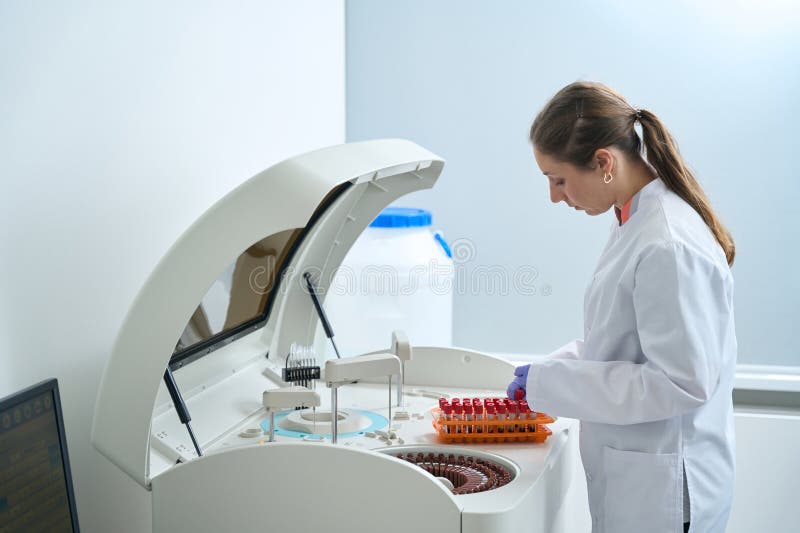 Woman Conducts Laboratory Diagnostics in the Testing Unit Stock Image ...
