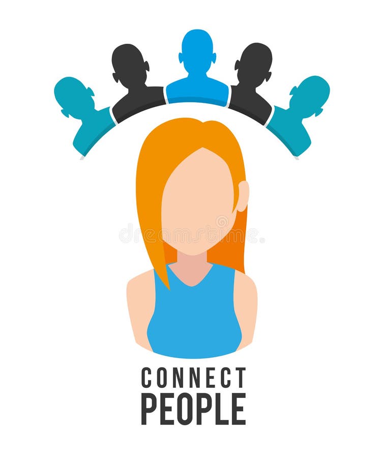 Woman with connect people stock vector. Illustration of people - 127427188