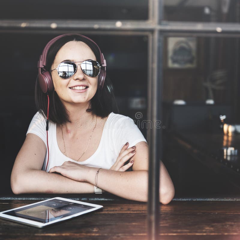 Woman Connection Digital Device Internet Concept Stock Image - Image of ...