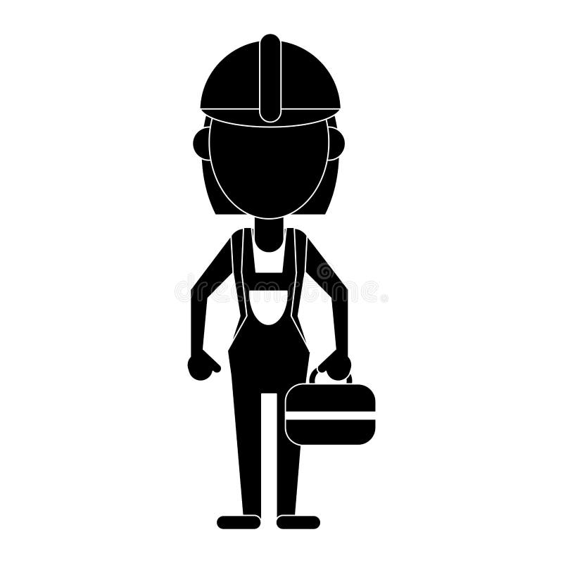 Woman Construction Worker Helmet Pictogram Stock Vector - Illustration ...
