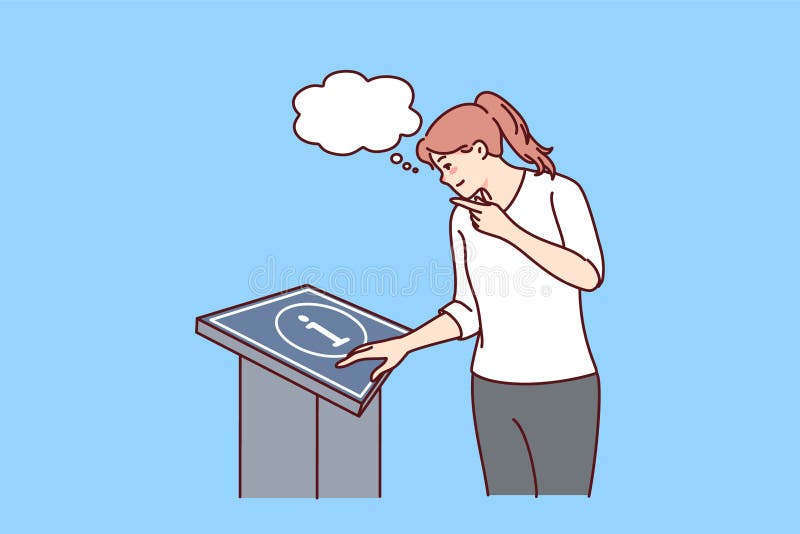 Woman Consult Information Board Stock Vector - Illustration of decide ...