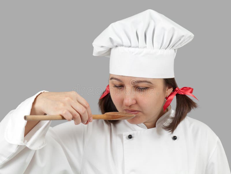 Cook Holds a Spoon in a Hand. Stock Image - Image of serving, hand ...