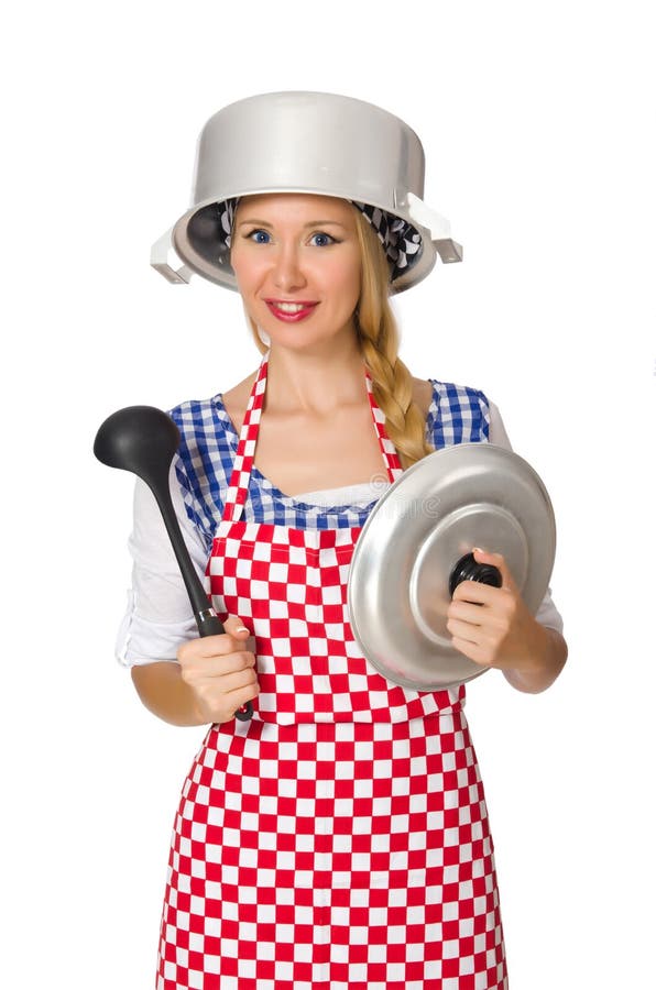 Woman Cook Isolated on the White Background Stock Photo - Image of ...