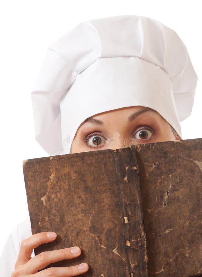 Woman Cook Reading Recipes Book Stock Image - Image of uniform, recipe ...