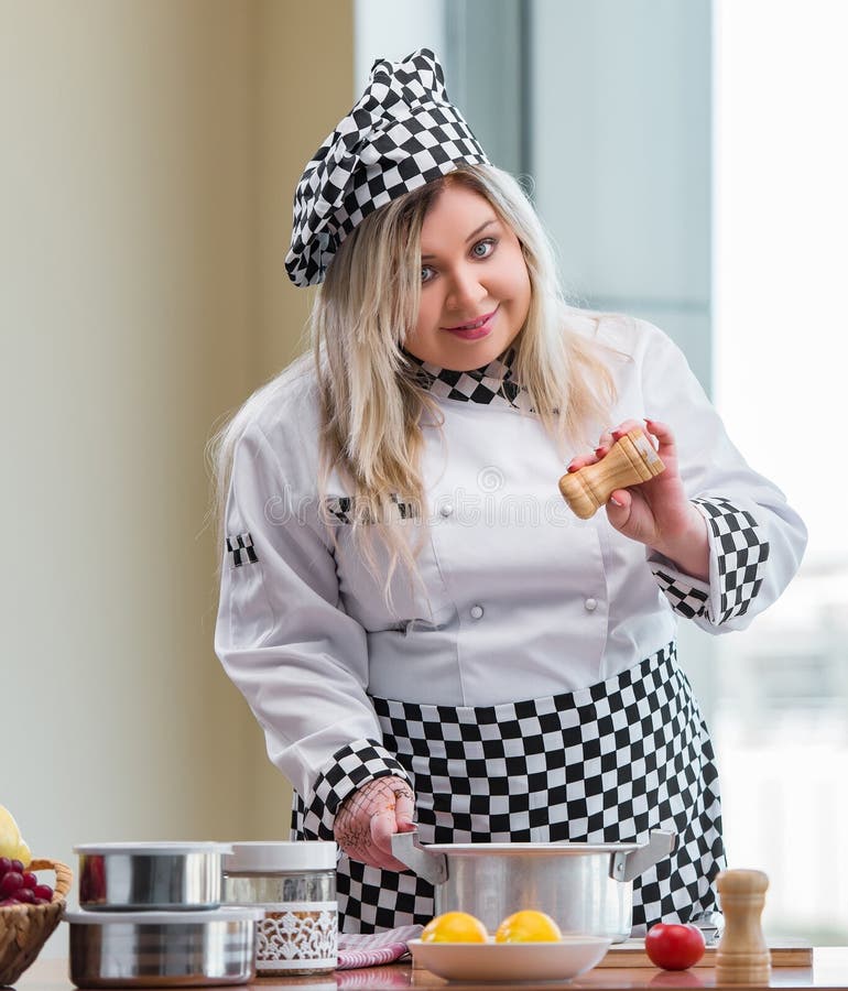 Woman Cook Working in the Bright Kitchen Stock Photo - Image of healthy ...