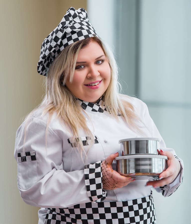 Woman Cook Working in the Bright Kitchen Stock Image - Image of kitchen ...