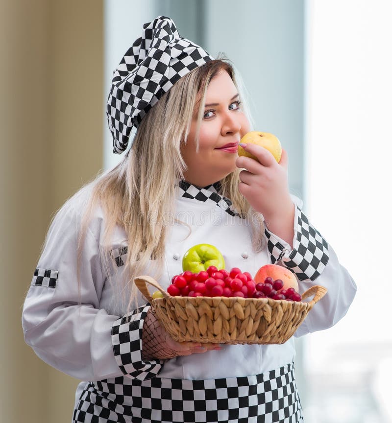 Woman Cook Working in the Bright Kitchen Stock Image - Image of kitchen ...