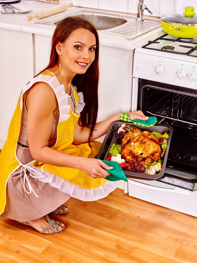 Woman Cooking Breakfast At Kitchen. Stock Image - Image of housewife ...