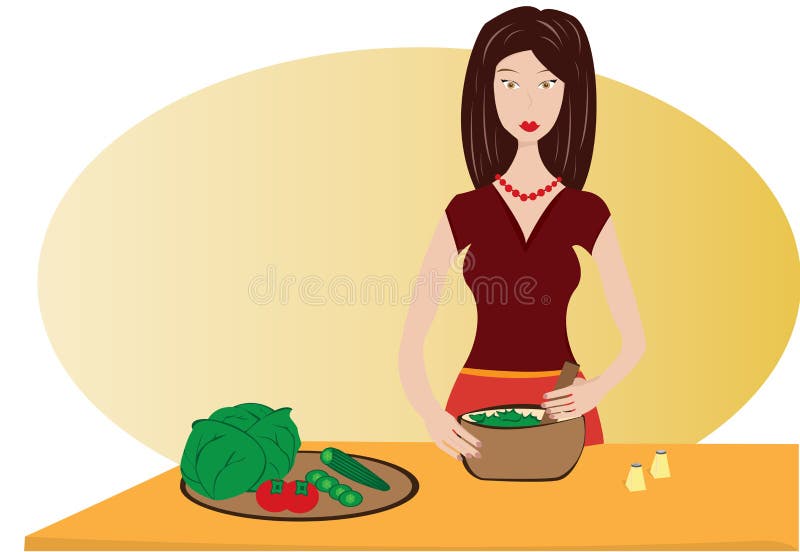Woman cooking stock illustration. Illustration of housewife - 33812527