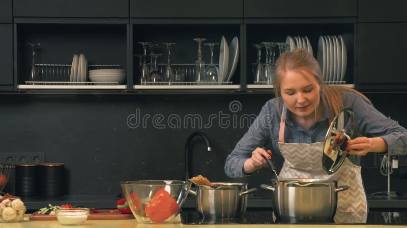 Woman, Cooking and Blender in Kitchen for Smoothie, Breakfast and Meal ...