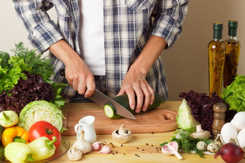 Woman Cooks at the Kitchen, Body Part Stock Image - Image of cutting ...
