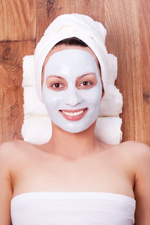 Woman with Cosmetic Mask on Her Face Stock Image - Image of portrait ...