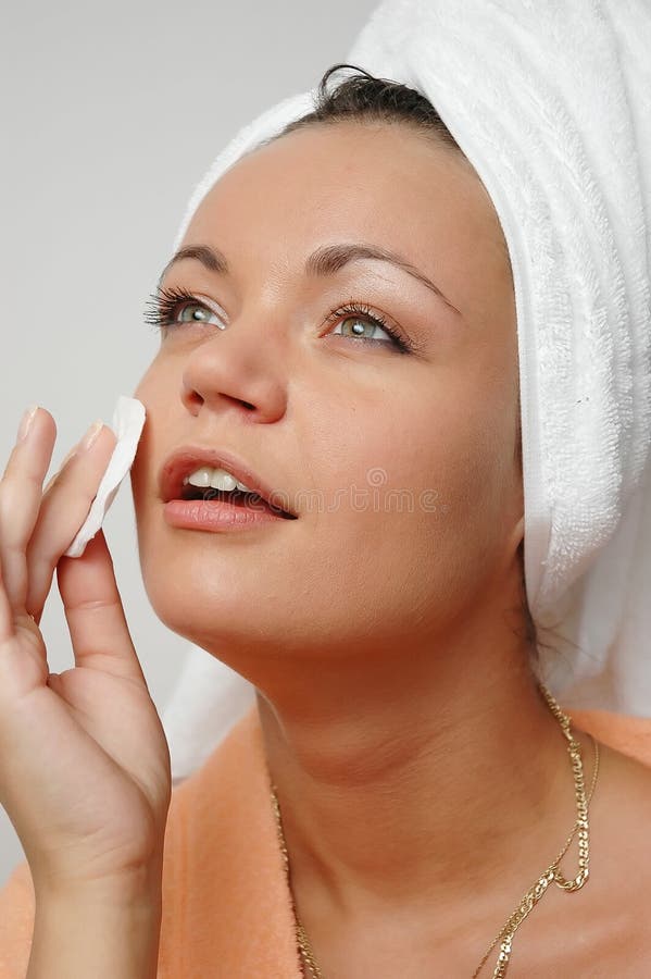 Woman with cotton pad stock image. Image of care, georgeous - 162023