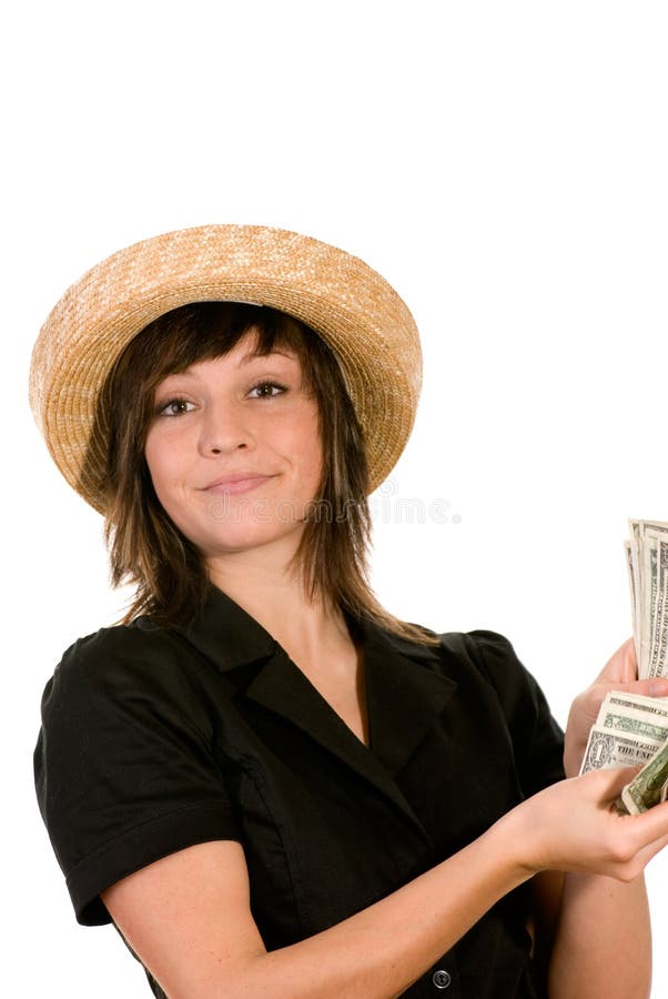 Woman counting her cash stock photo. Image of white, woman - 5100152