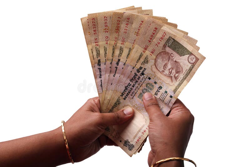 Woman Counting Indian Rupees Stock Photo - Image of human, exchange ...