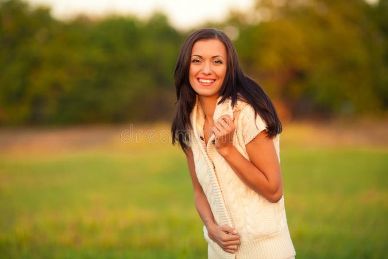 Woman in countryside stock image. Image of copyspace - 23785081