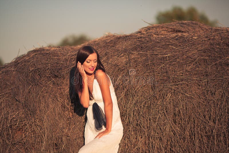 Woman in countryside stock image. Image of looking, nature - 23785089