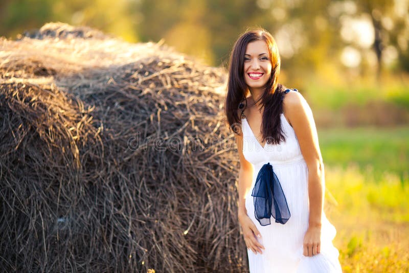Woman in countryside stock photo. Image of girl, brunette - 23785100