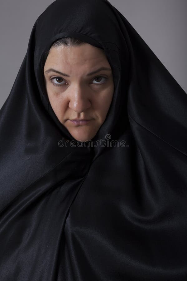 Woman Covered with Black Veil Stock Image - Image of woman, religious ...