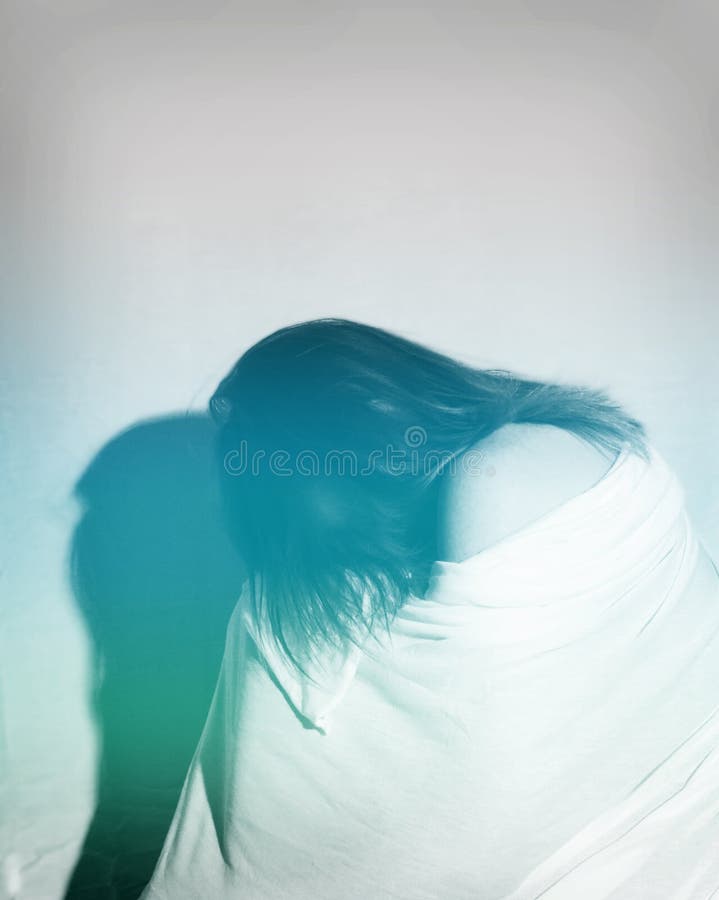 Woman Covered By White Cloth Stock Photo - Image of woman, person: 82996568