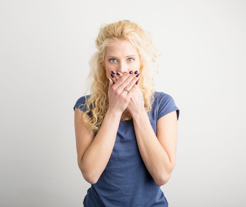 Woman Covering Her Face with Both Arms Stock Image - Image of human ...