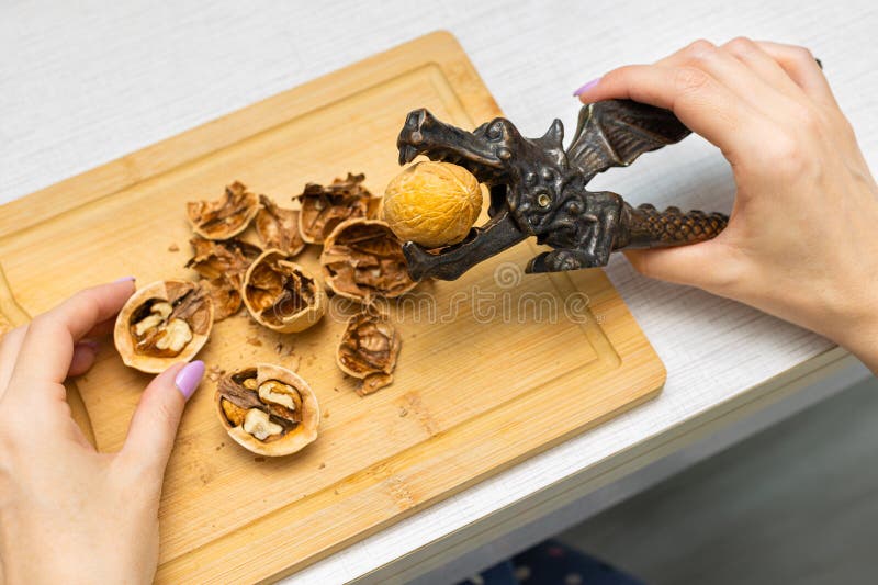 Woman Cracking Walnuts Hand Held Nutcracker Stock Photos - Free & Royalty-Free Stock Photos from ...