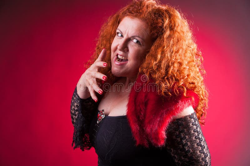 Senior Woman with Crazy Look Stock Image - Image of berserk, silly ...