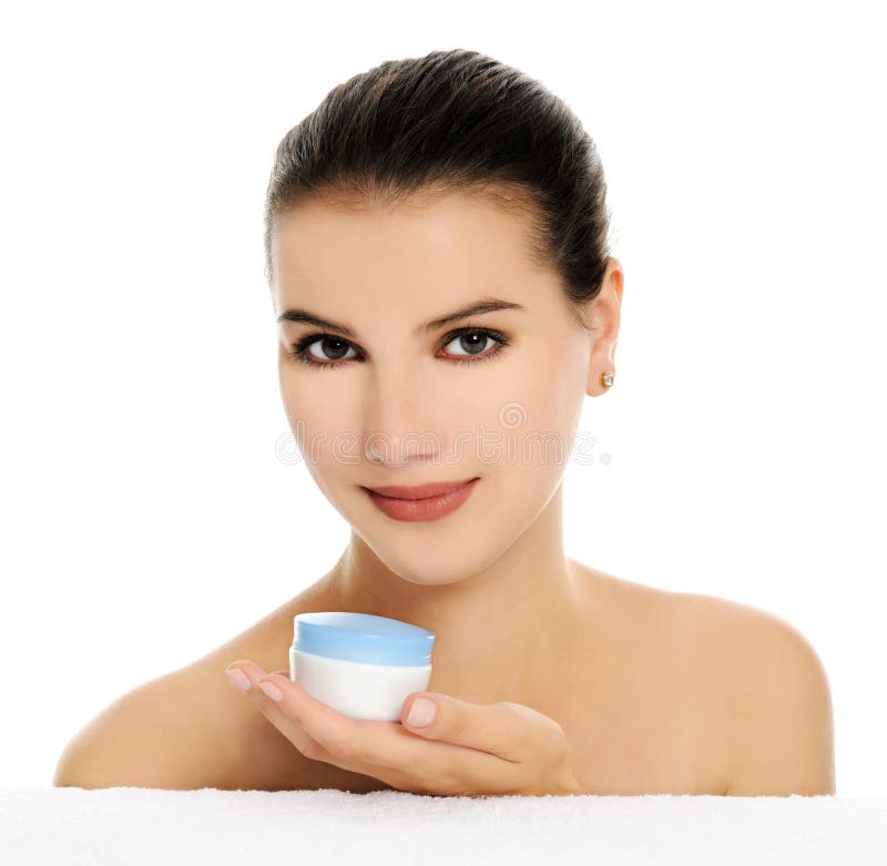 Woman with cream stock photo. Image of healthy, face - 48706656