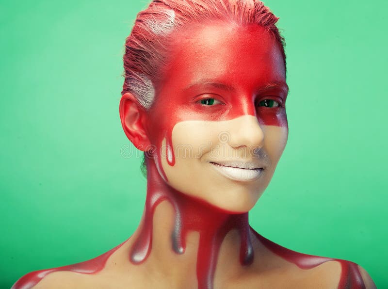 Woman with Creative Face-art Stock Image - Image of face, girl: 52396405