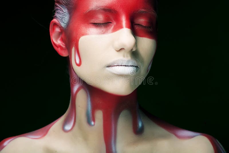 Woman with Creative Face-art Stock Photo - Image of colored, creative ...