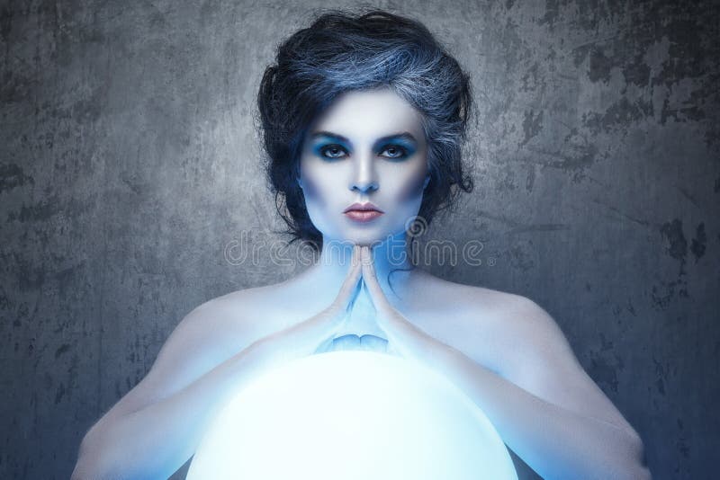 Woman in Creative Makeup and Body-art in Image of a Soothsayer Stock ...