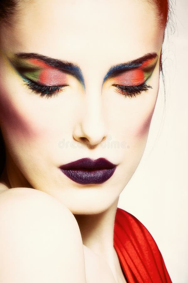Woman with creative makeup stock photo. Image of complexion - 64613742