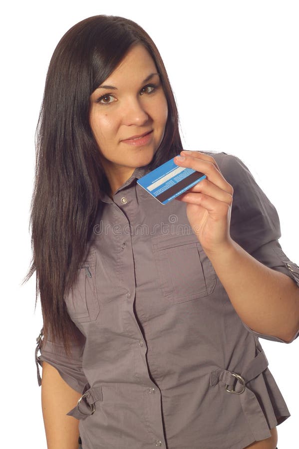 Woman with Credit Card and Phone Stock Photo - Image of happiness ...