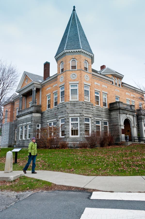 Woman Crossing US Border at Derby Line Stock Photo - Image of vertical ...