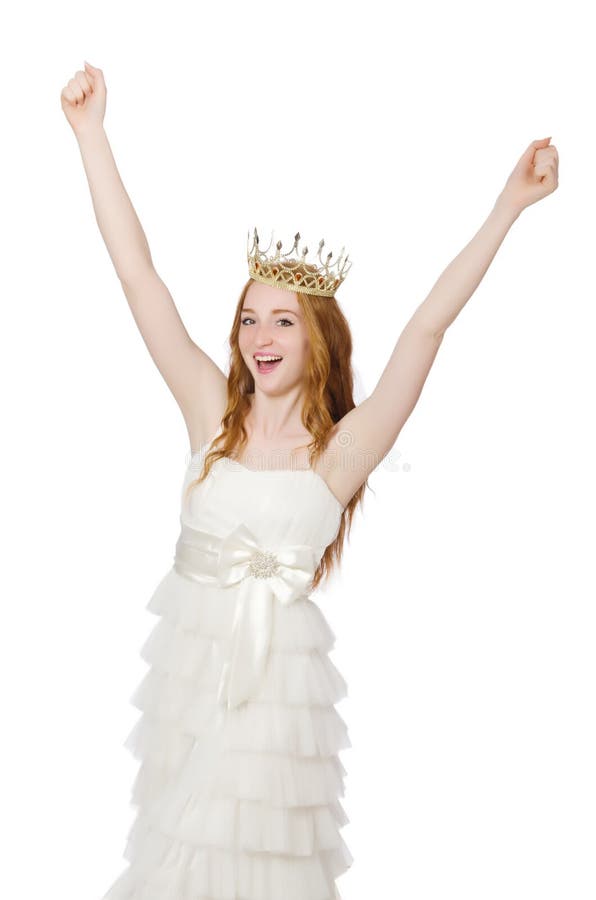 The Woman with Crown Isolated on White Stock Image - Image of crown ...