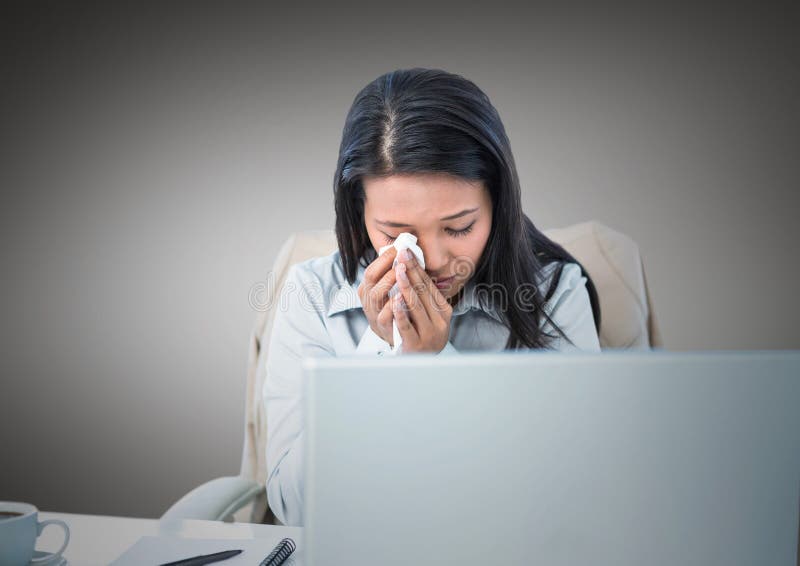 Woman Crying into Tissue Against Brown Background Stock Photo - Image ...