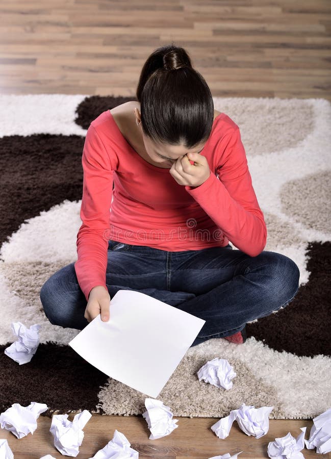 Woman Crying, Reading Letter Stock Photo - Image of goodbye, crumpled ...